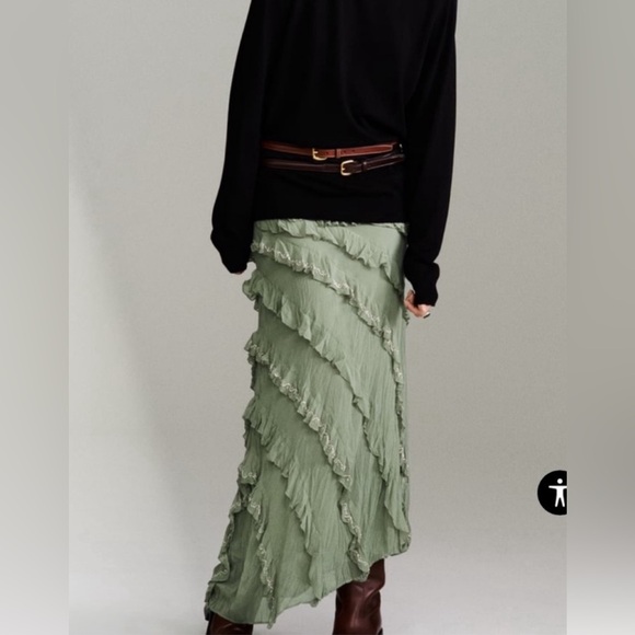 Zara | Skirts | Nwt Zara Green Ruffle Skirt | Poshmark